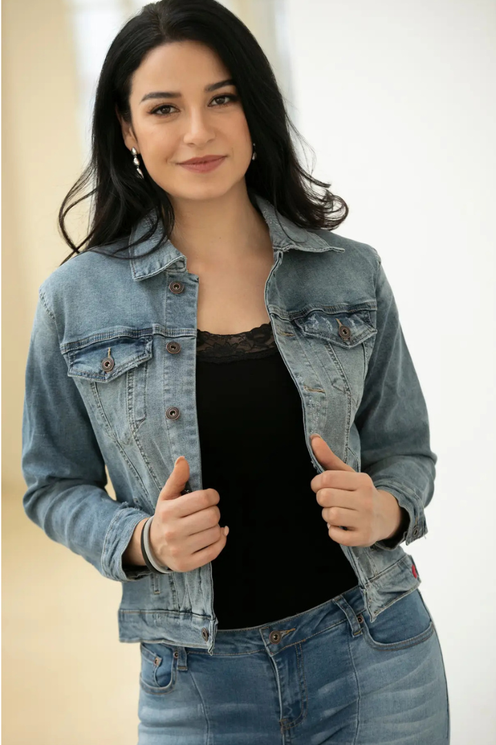 Bamboo Denim Jacket - Mid Wash – Tango Boutique
