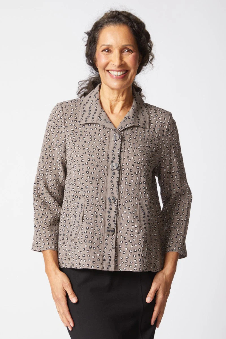 Organic Dot Pleat Back Jacket - Truffle – Tango Boutique